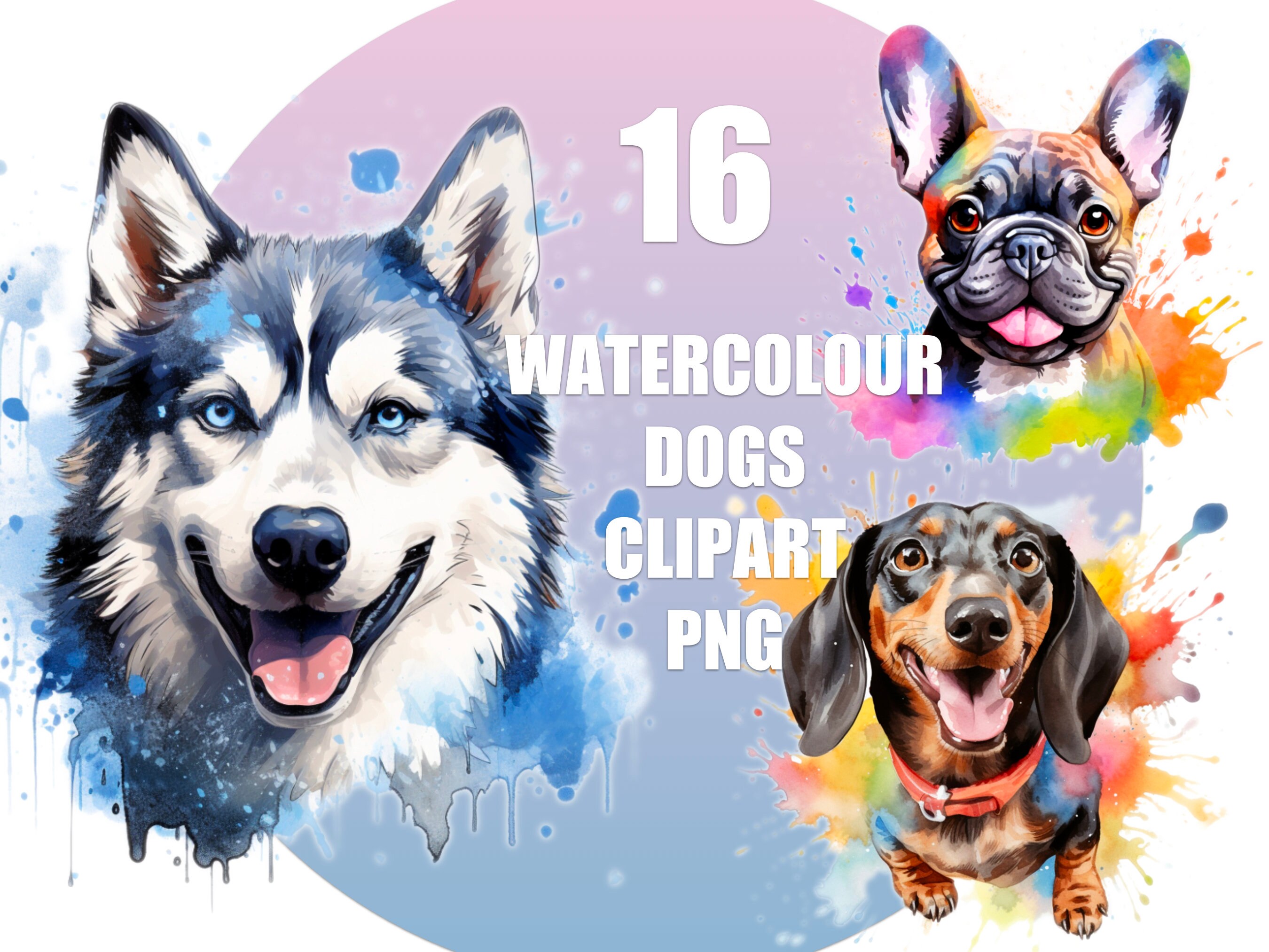 Watercolour Dog Clipart, Clipart Bundle, Commercial Use, Clip Arts ...