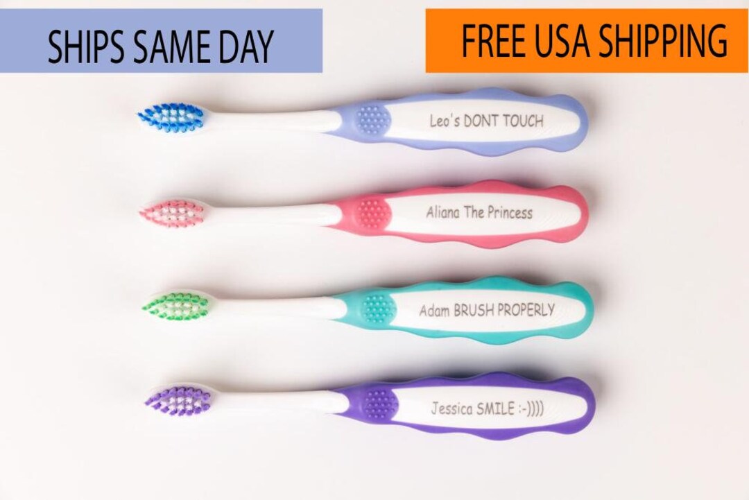 Personalized Kids Toothbrushes 4 PACK, Kids Ages 2 - 6 Years, Custom ...