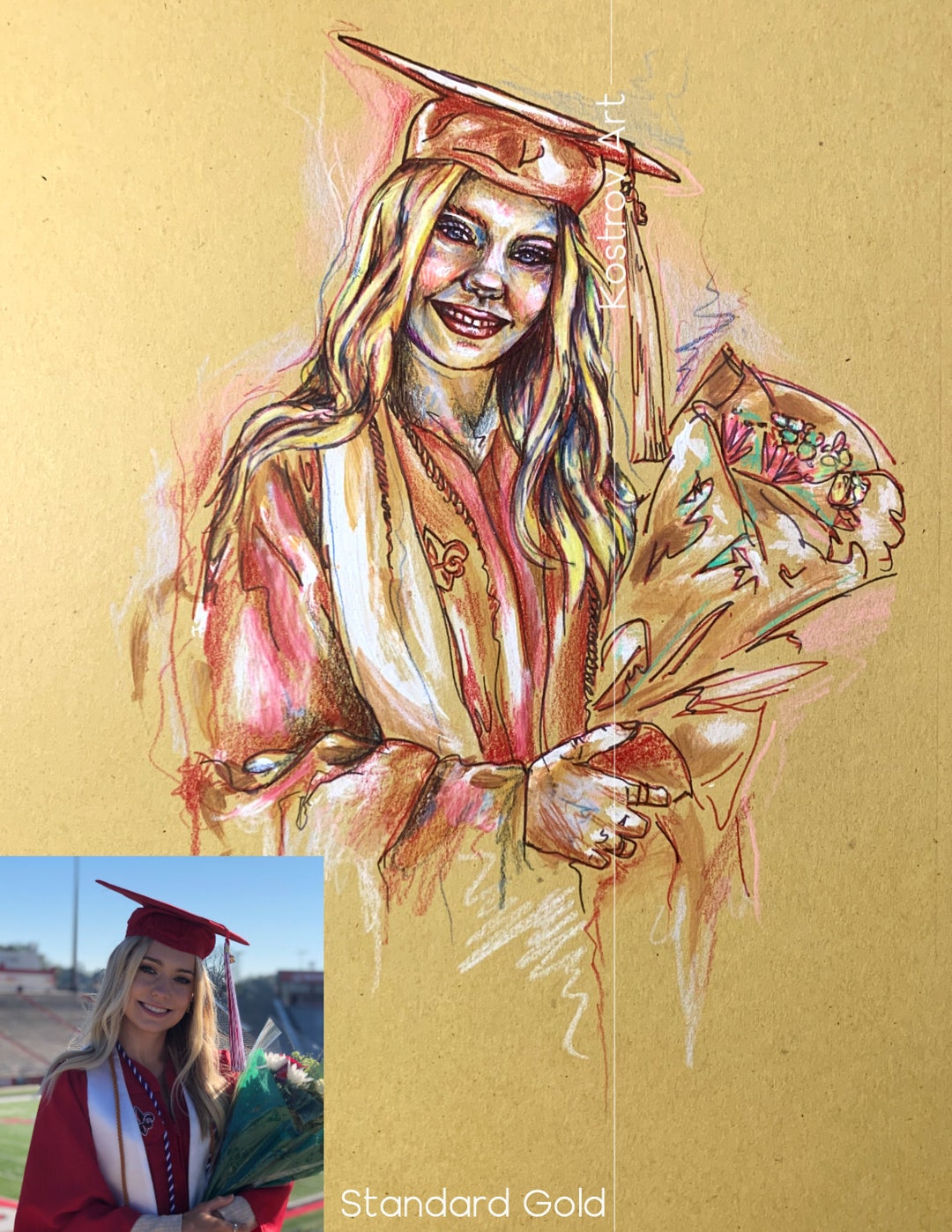 Custom Portrait Art | Mixed Media Hand-drawn | Portrait Commission ...