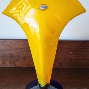 Blenko Large Yellow Fan Vase - Etsy