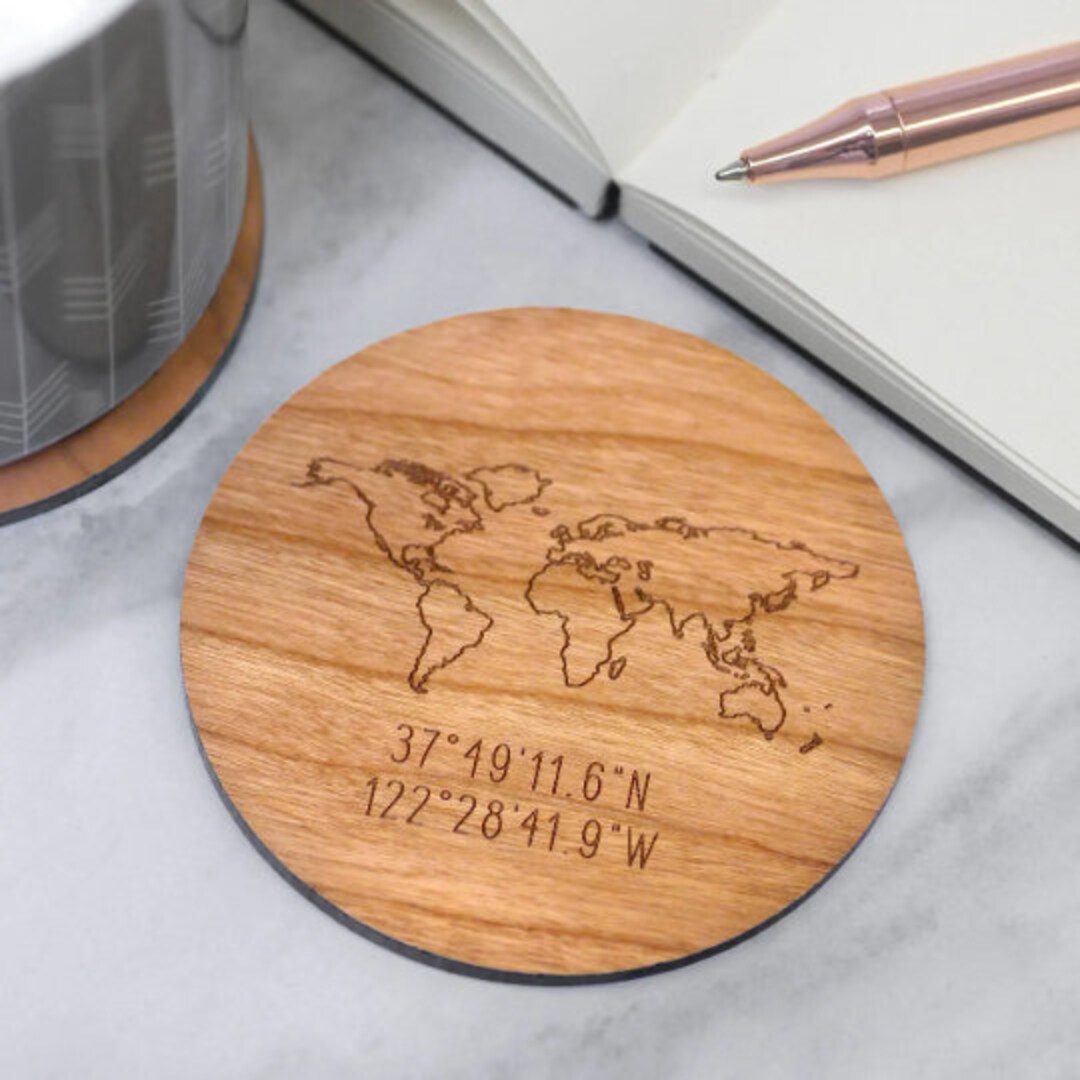 Custom Coordinate Coaster, New Home Gift, Special Location Coaster ...