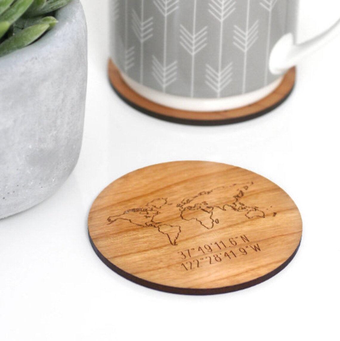 Custom Coordinate Coaster, New Home Gift, Special Location Coaster ...
