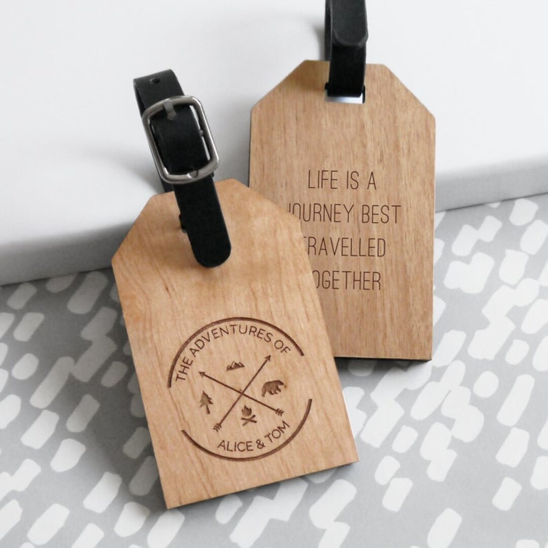 Adventures of Luggage Tag, Personalized Wooden Travel Tag, Friends ...