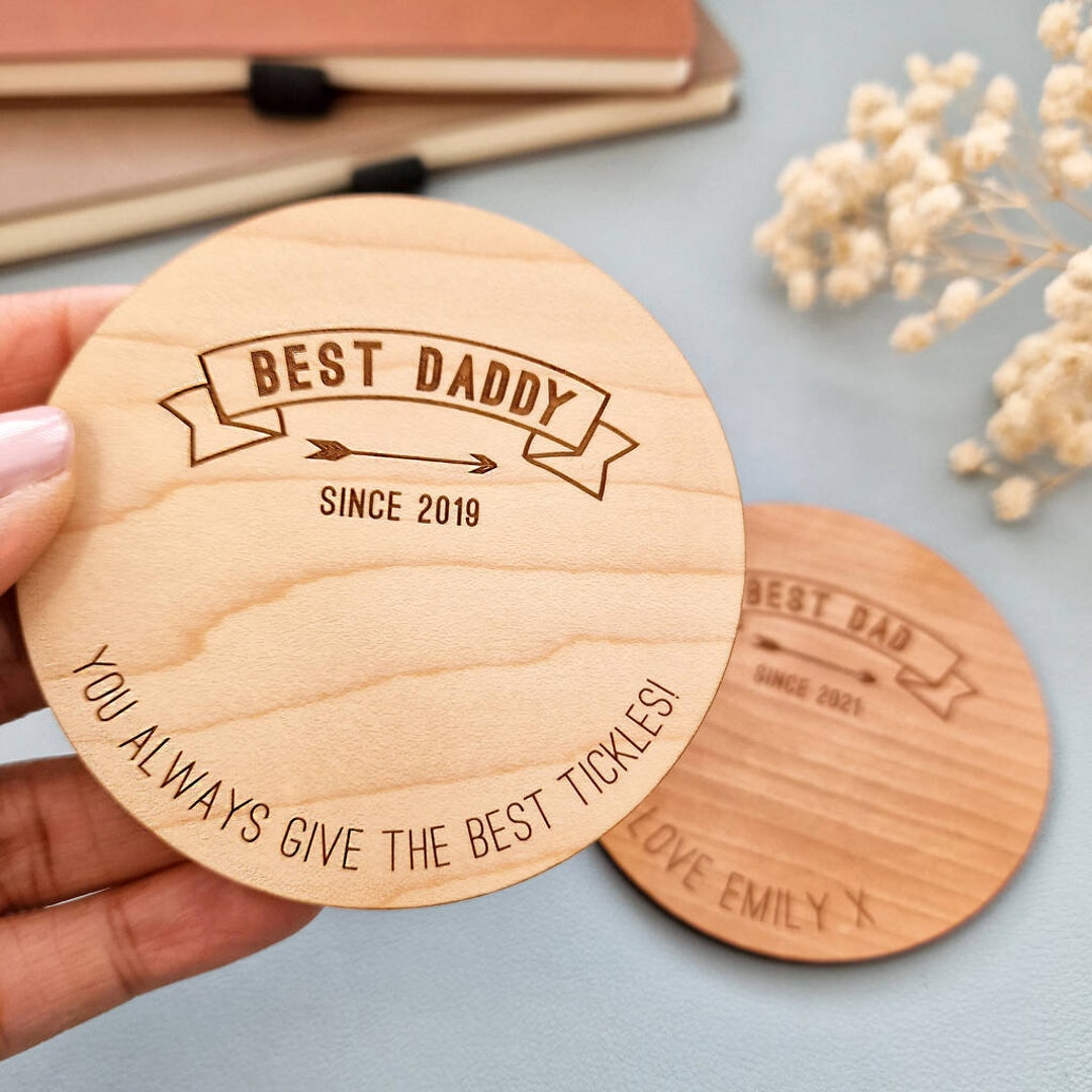 Personalised Wooden Best Dad Coaster, Father's Day Gift, Personalized ...