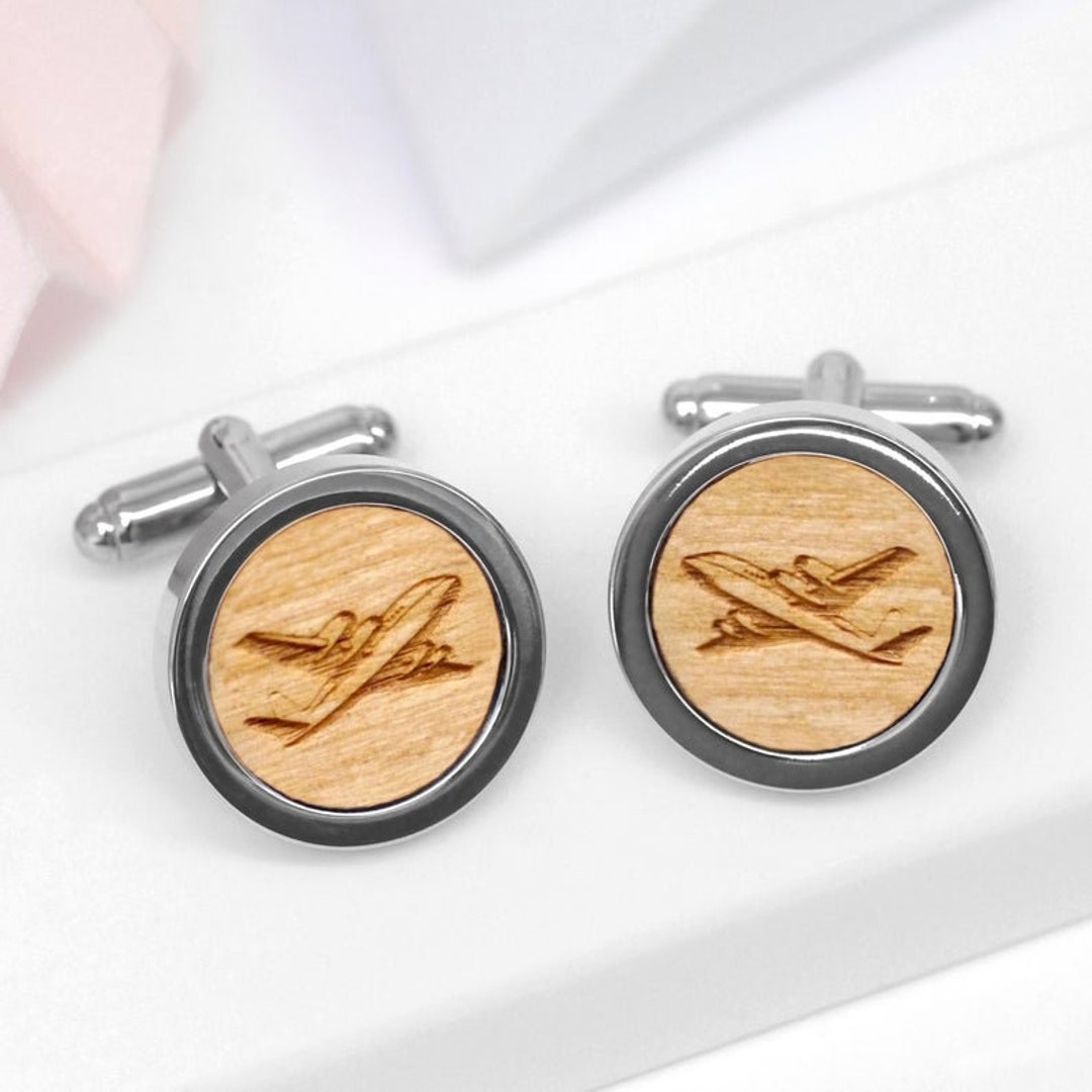 Aeroplane Wooden Cufflinks, Airplane Cufflinks, Custom Engraved Plane ...