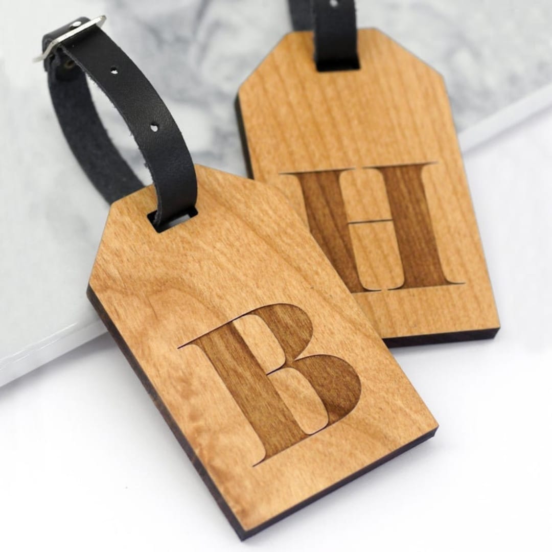 Initial Luggage Tags, Personalised Letter Luggage Tags, Custom Wooden ...