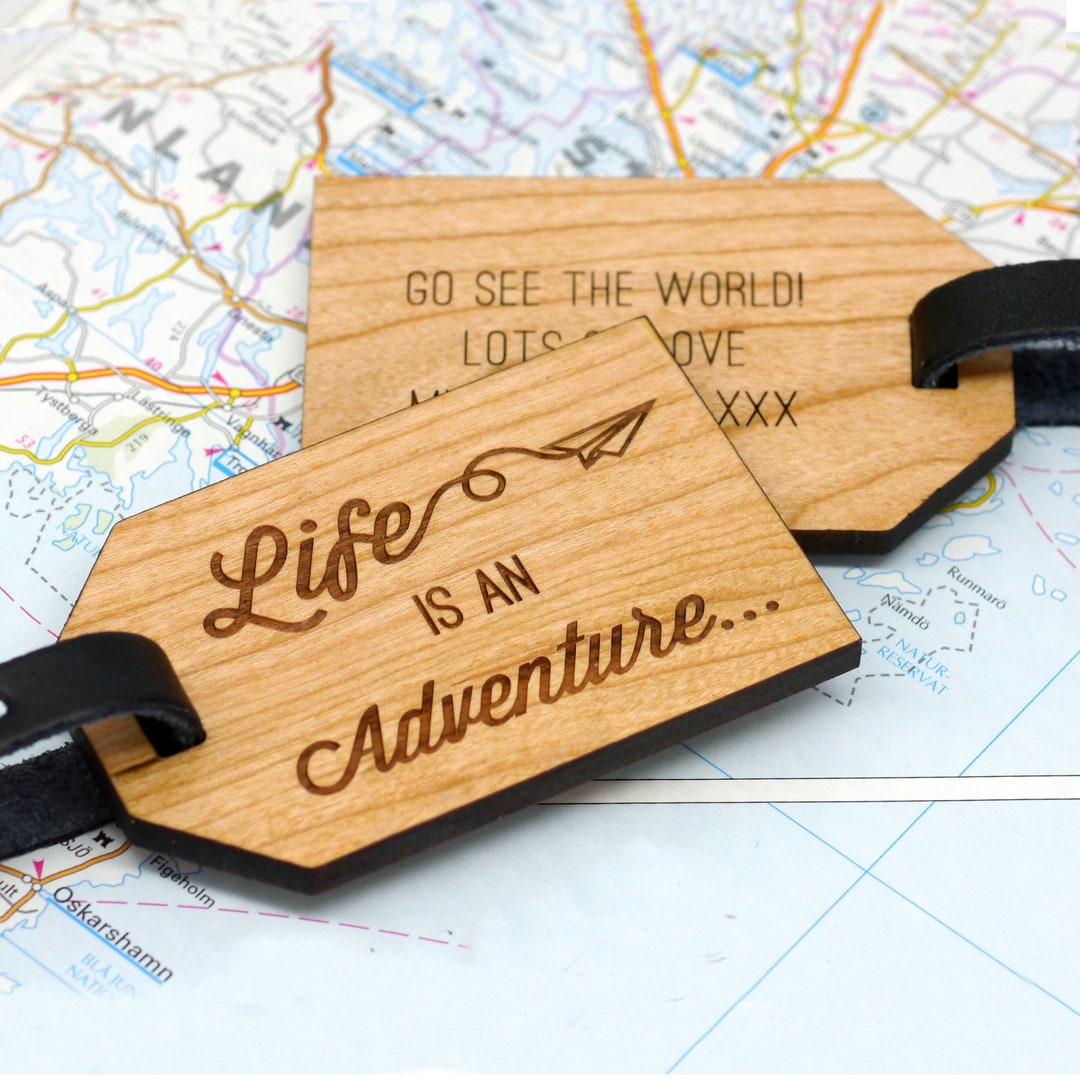 Life is an Adventure Luggage Tag, Wooden Personalized Travel Tag ...