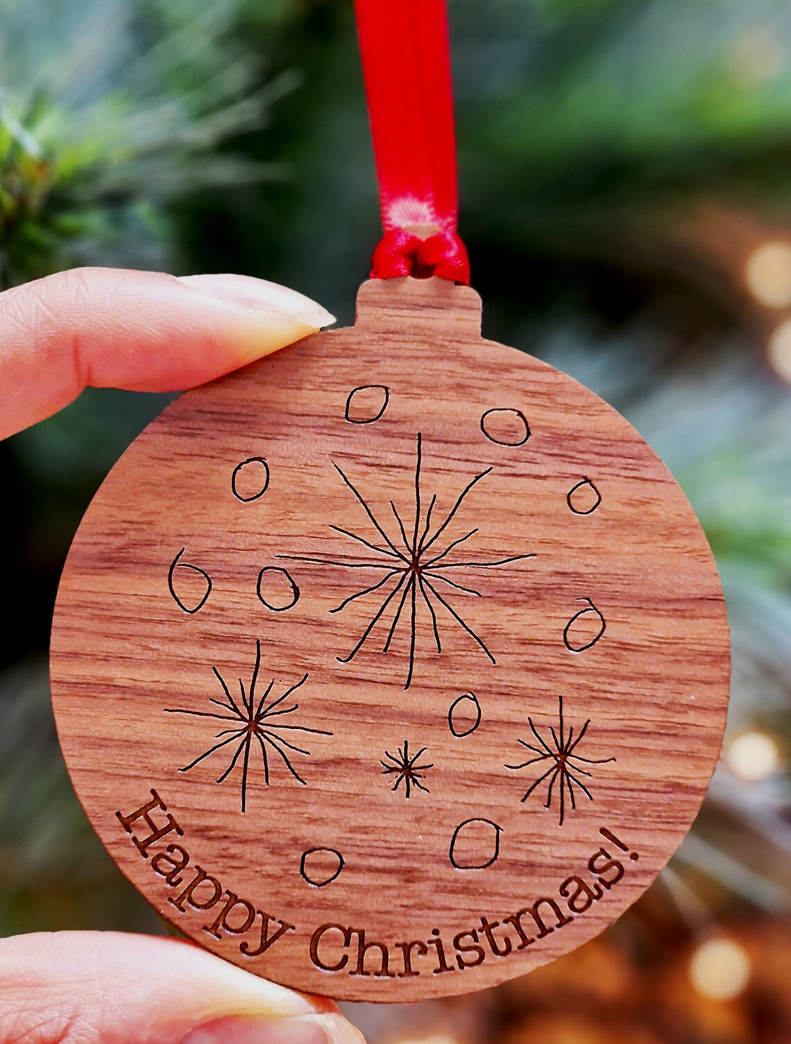 Personalised Child's Drawing Bauble, Wooden Christmas Bauble ...