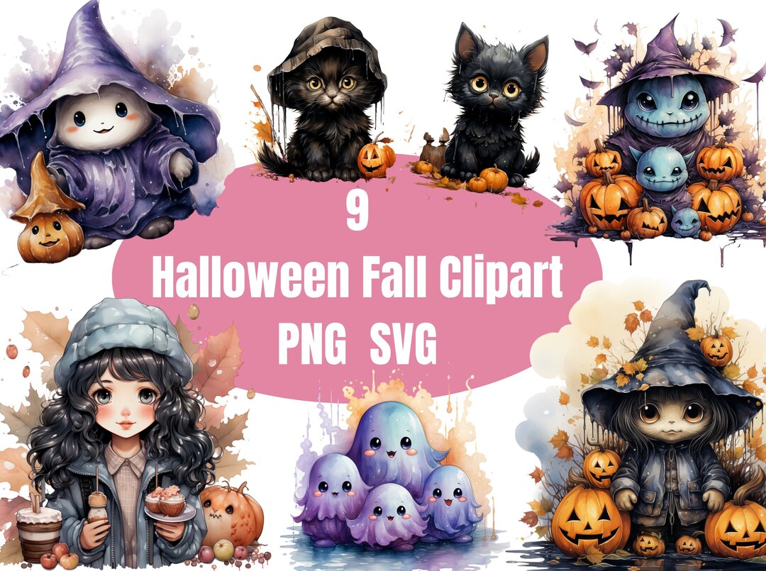 Halloween Fall Clipart PNG SVG Files for Digital DIY Crafts - Etsy