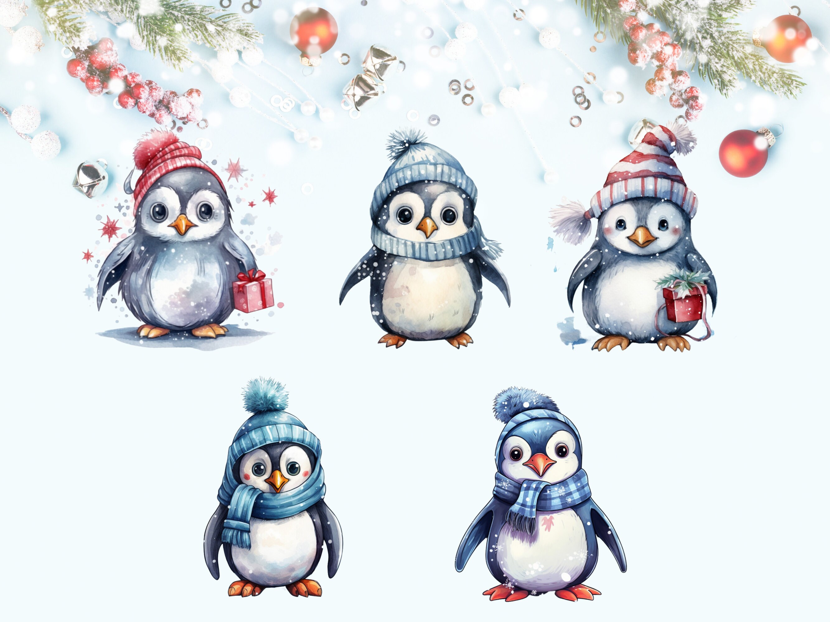 Holiday Penguin Clipart Set 10 PNG SVG Files Included Holiday - Etsy