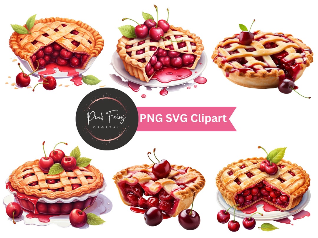 Cherry Pie Clipart Set – Baking Illustrations, Kitchen Decor (PNG, SVG ...