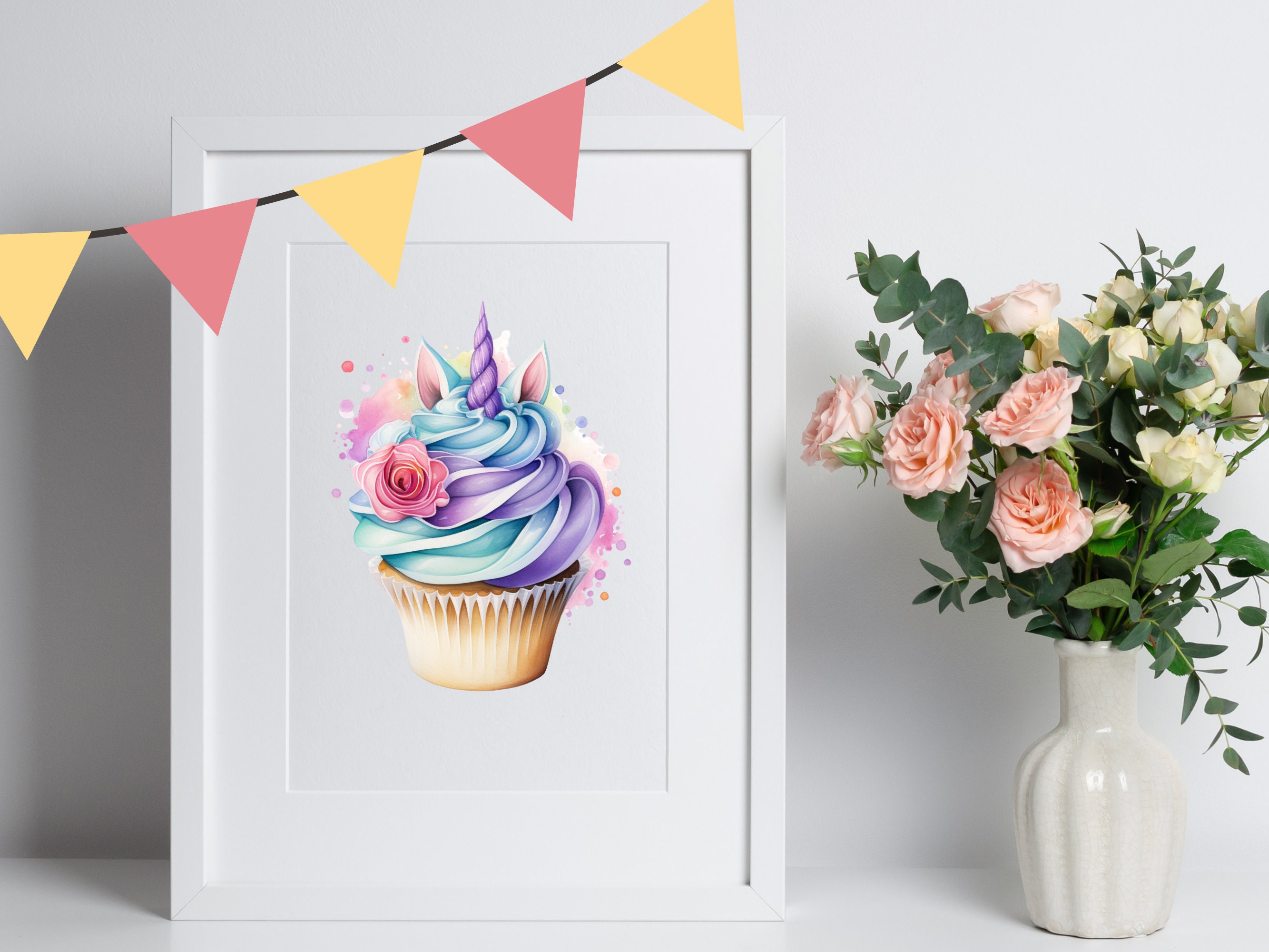 Unicorn Cupcake Clipart Set - Perfect for Toppers, Printable Birthday ...