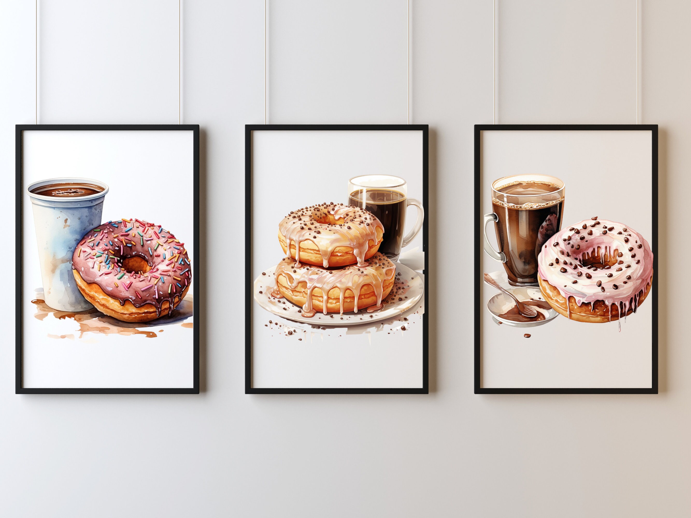 Watercolor Donuts and Coffee Clipart Set PNG & SVG Files for - Etsy