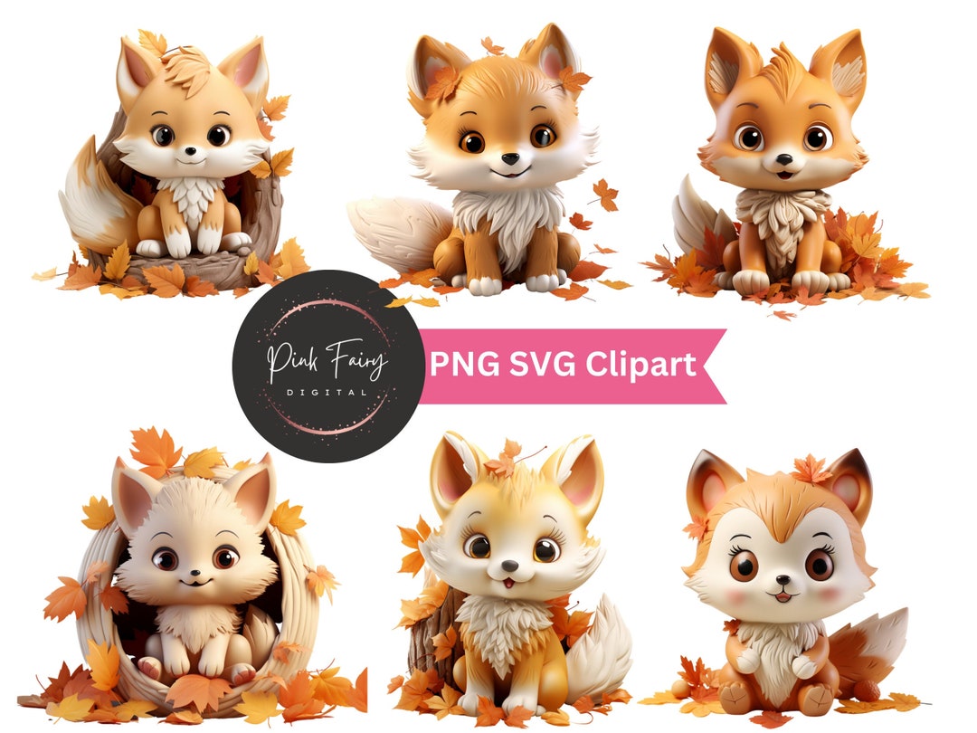 Fall Autumn Baby Foxes Clipart Set - Ideal for DIY Crafts, Scrapbooking ...