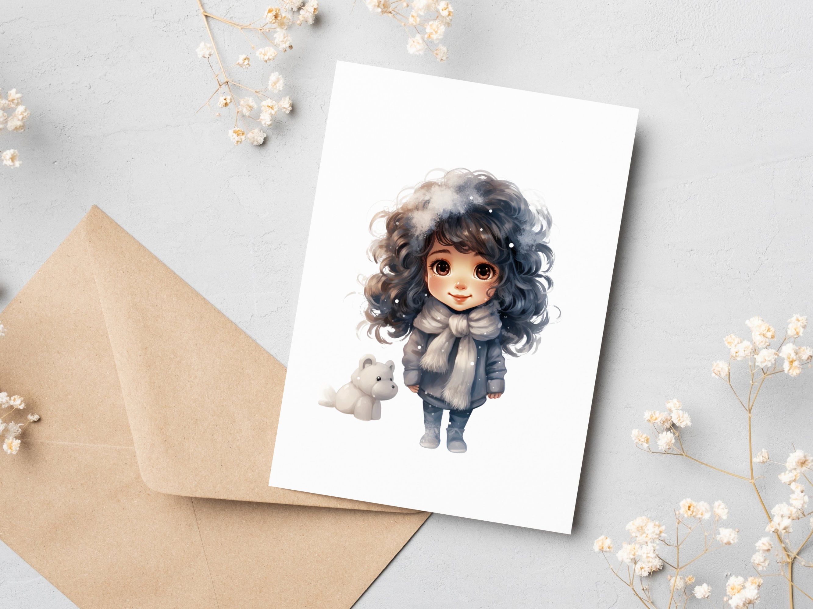 Winter Girl Playing With Snow Clipart Set Digital Download - Etsy