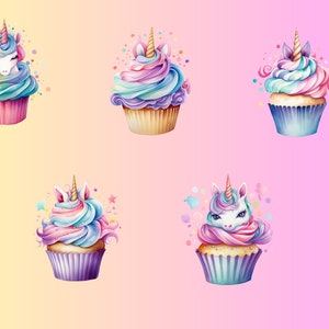 Unicorn Cupcake Clipart Set Perfect for Toppers Printable - Etsy