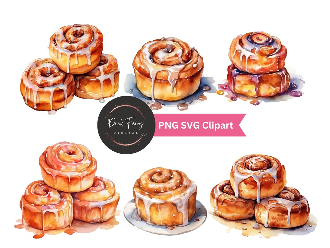 Watercolor Cinnamon Buns Clipart, PNG & SVG (digital Download) - Etsy UK