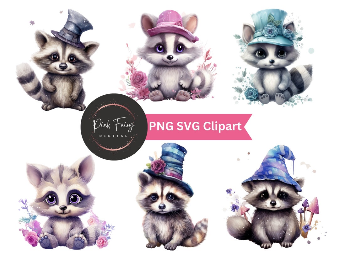 Baby Raccoon Clipart Set Nursery Wall Art, Birthday Invitations ...