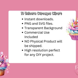 Unicorn Cupcake Clipart Set - Perfect for Toppers, Printable Birthday ...