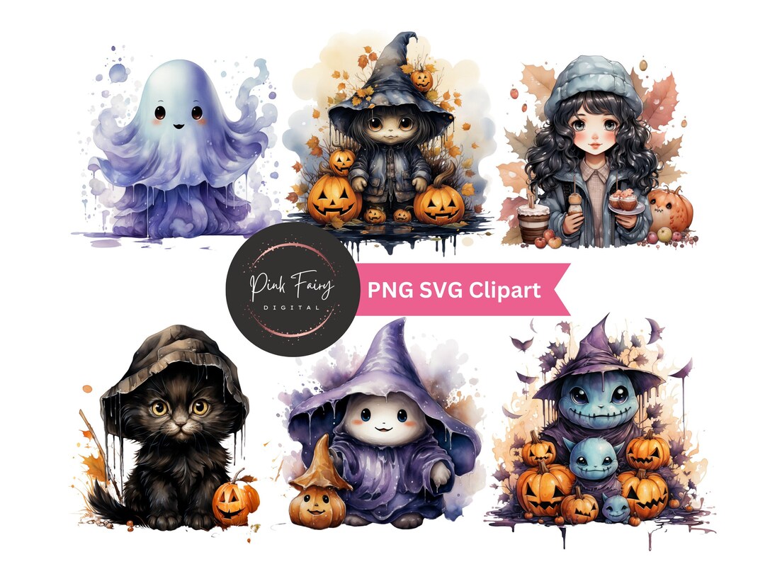 Watercolor Halloween Fall Clipart PNG SVG Files for Digital DIY Crafts ...