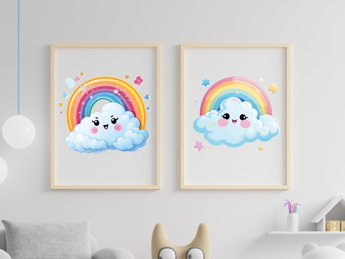Chibi Clouds and Rainbows Clipart Set-digital Download PNG SVG - Etsy