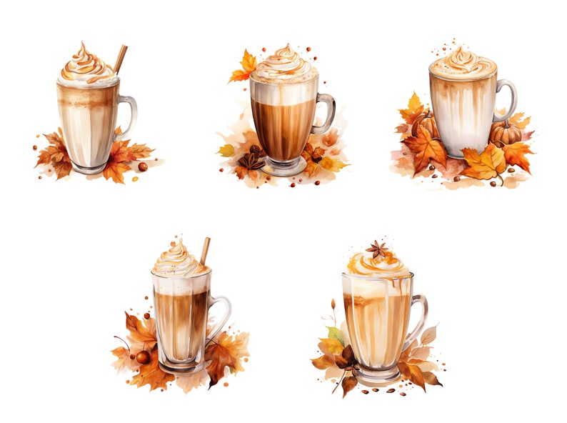 Pumpkin Spice Latte Clipart in PNG SVG for Fall Graphics for - Etsy