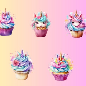 Unicorn Cupcake Clipart Set Perfect for Toppers Printable - Etsy
