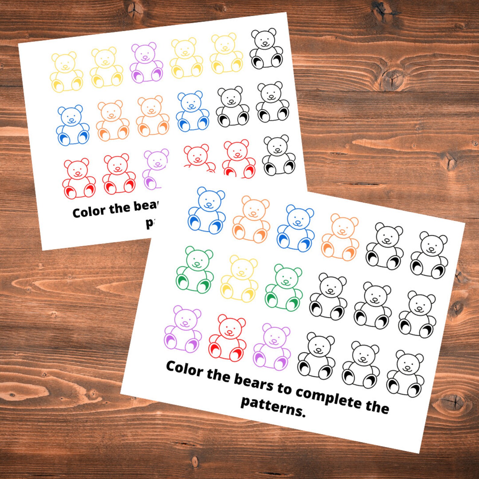 Math Bear Patterns Numbers Colors Preschool Math Kindergarten - Etsy