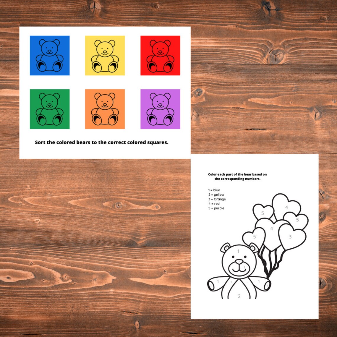 Math Bear Patterns Numbers Colors Preschool Math Kindergarten - Etsy