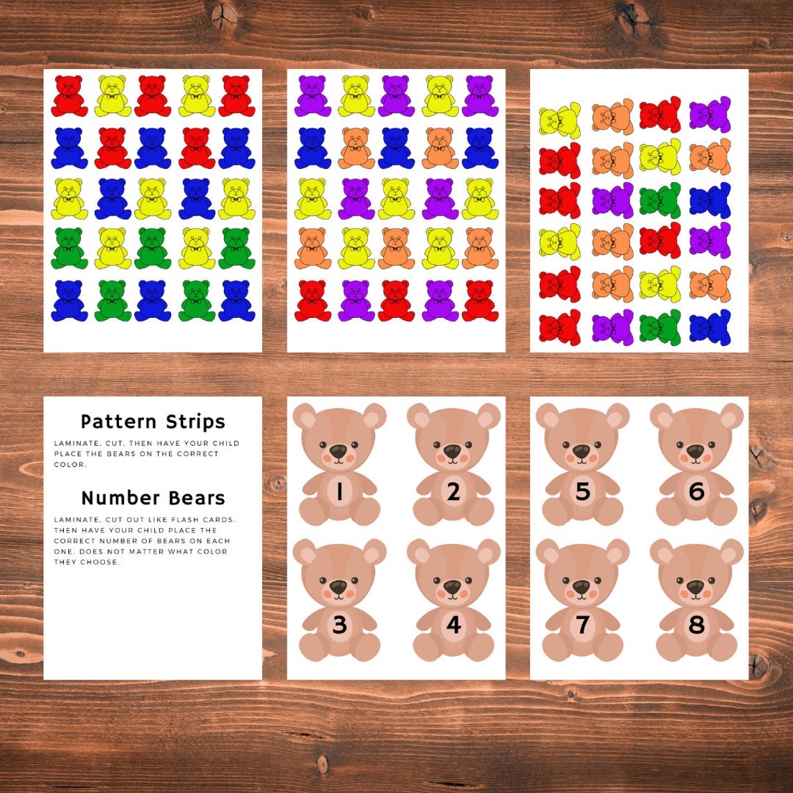 Math Bear Patterns Numbers Colors Preschool Math Kindergarten - Etsy