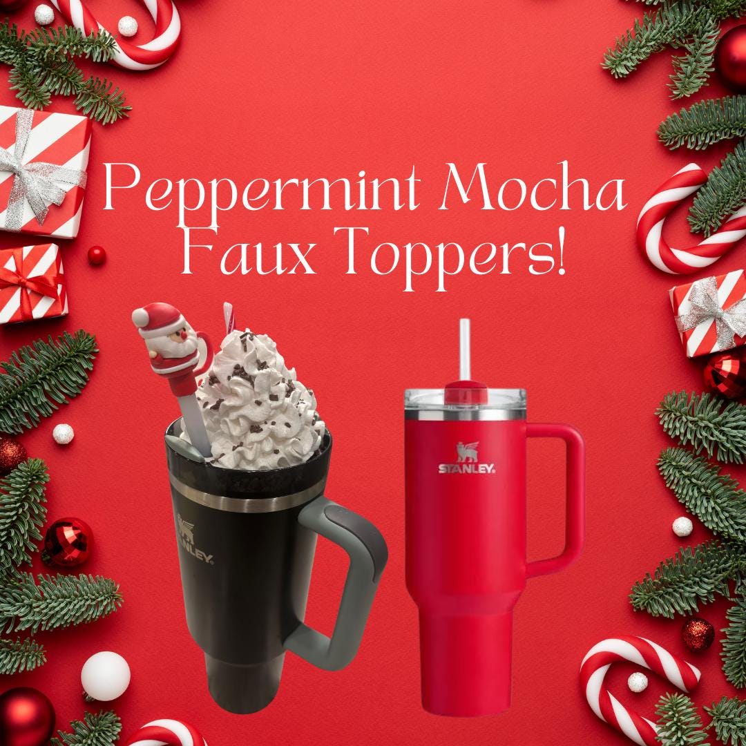 Faux Peppermint Mocha Stanley Topper: Festive 40oz Cup Decoration - Etsy