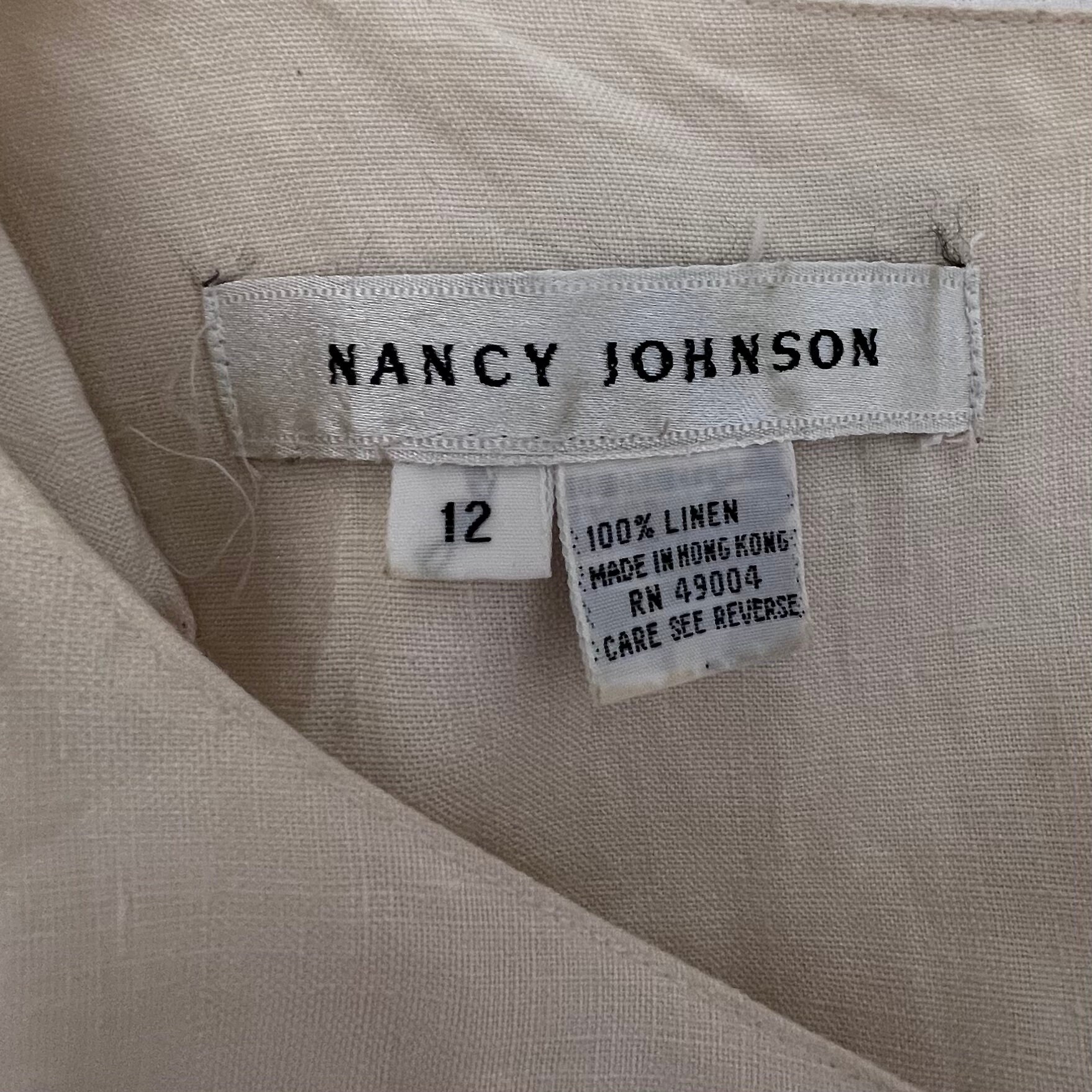 Vintage c. 1980s Stunning Nancy Johnson Embroidered Linen Cutwork Beige ...