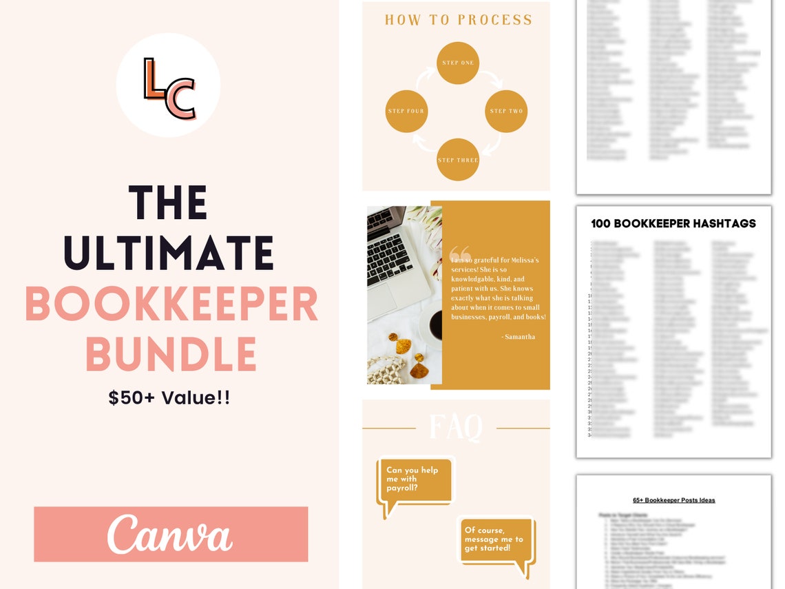 Bookkeeping Social Media Bundle Bookkeeper Canva Template - Etsy
