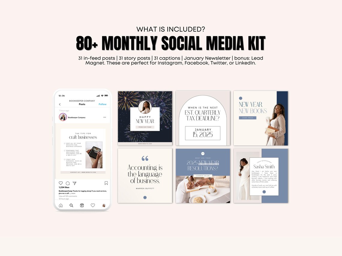 January 2025 Bookkeeping Posts WITH CAPTIONS | January Bookkeeper ...