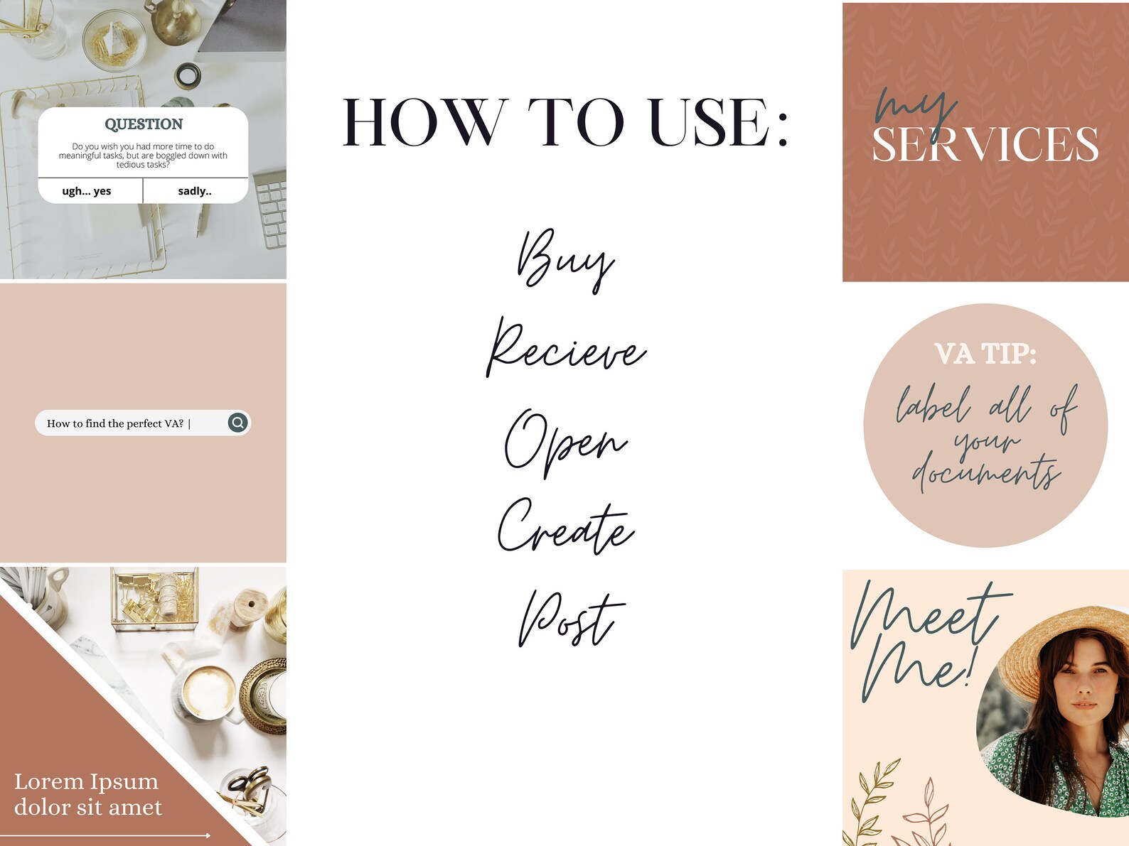 Virtual Assistant Social Media Templates VA Social Media | Etsy