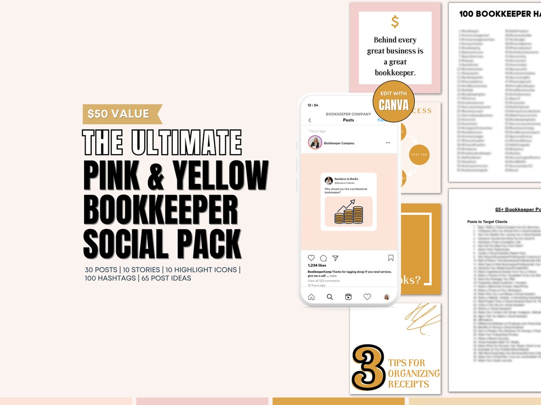 Bookkeeping Social Media Bundle | Bookkeeper Canva Template | Finance ...