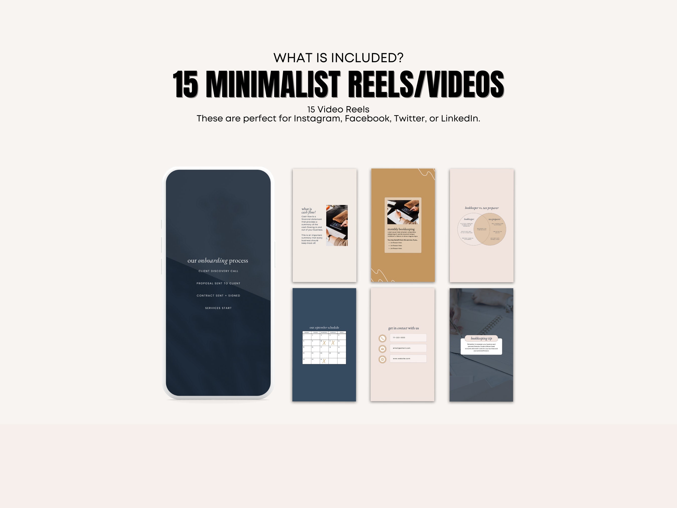Minimalist Bookkeeping Social Media Reels | Bookkeeper Canva Template ...