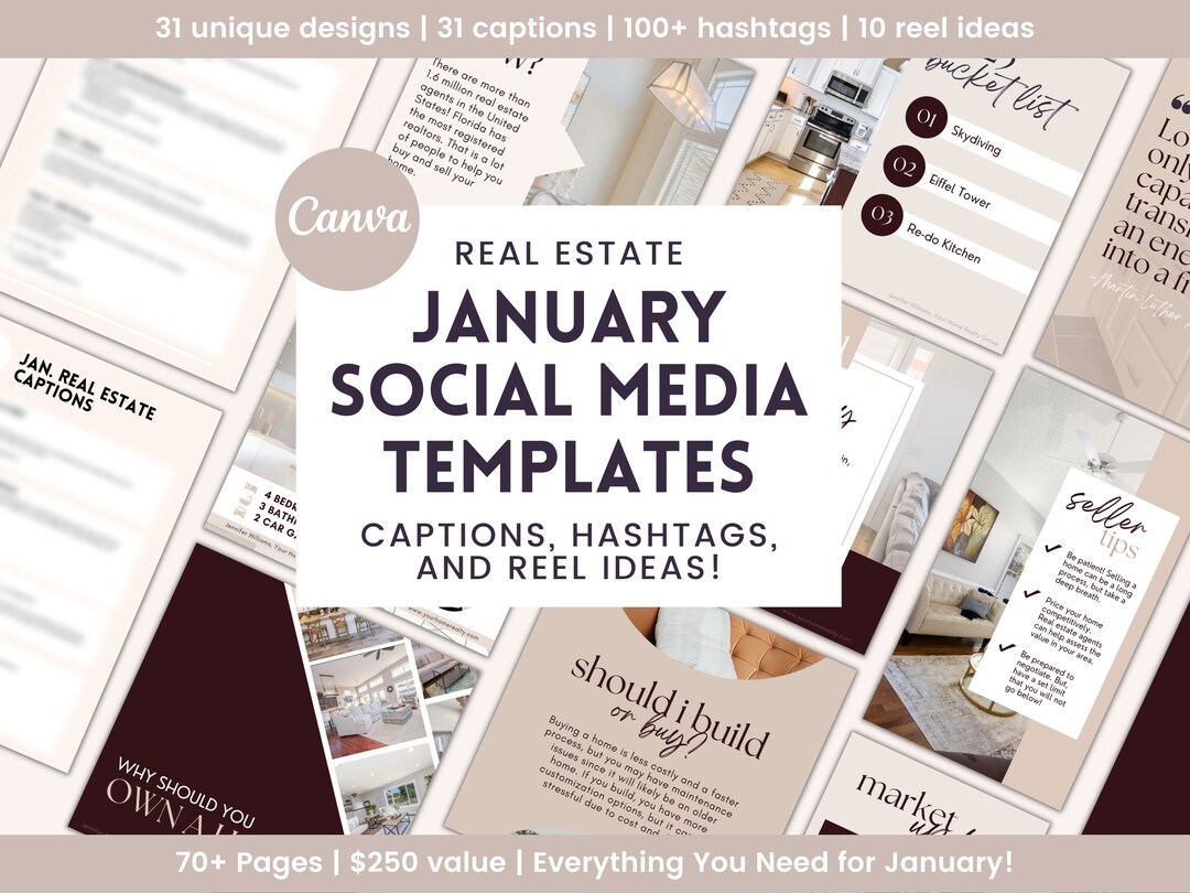 January Real Estate Posts New Year Real Estate Marketing - Etsy