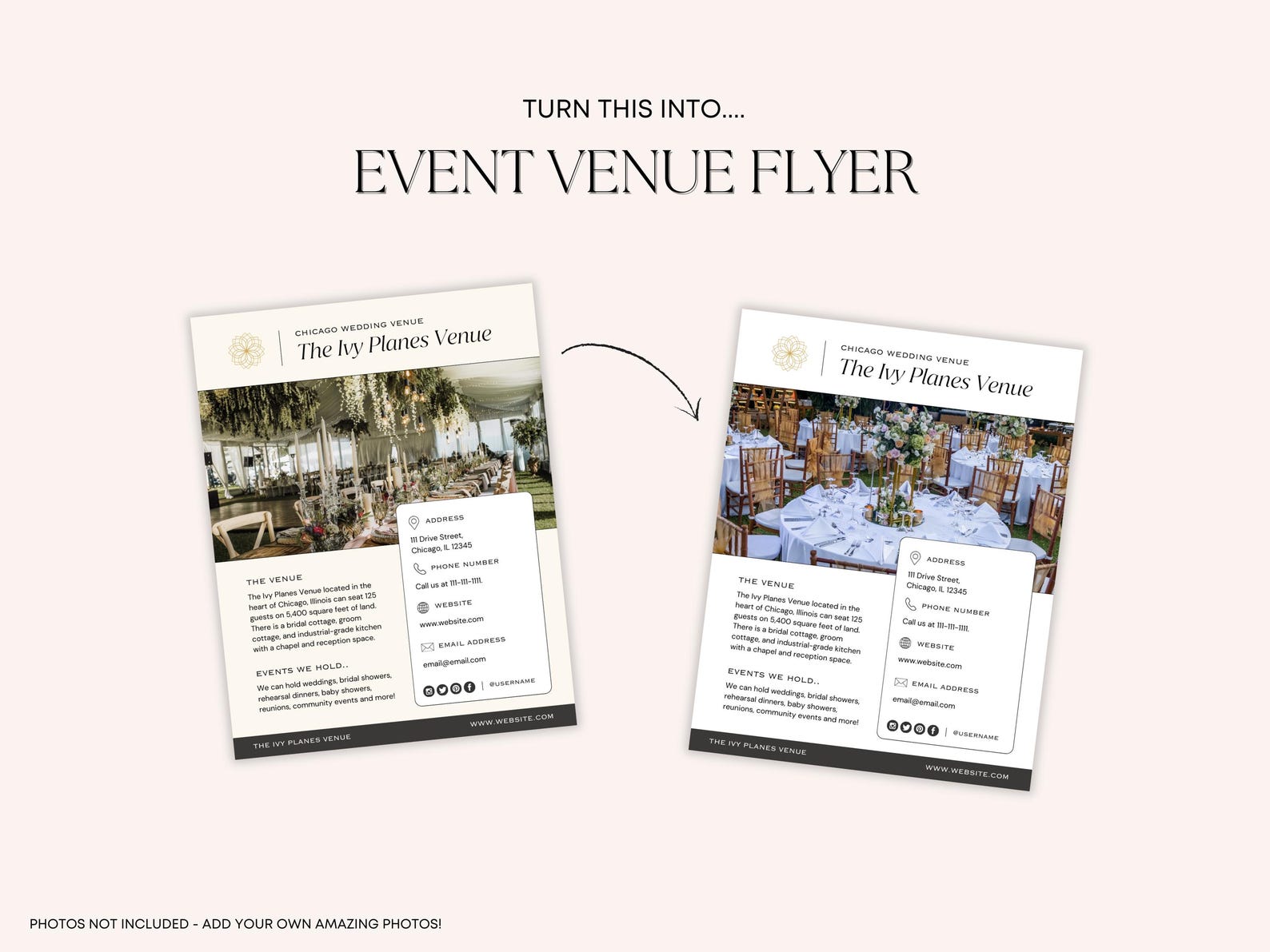 Wedding Venue Flyer | Event Venue Flyer | Event Rental Flyer | Party ...