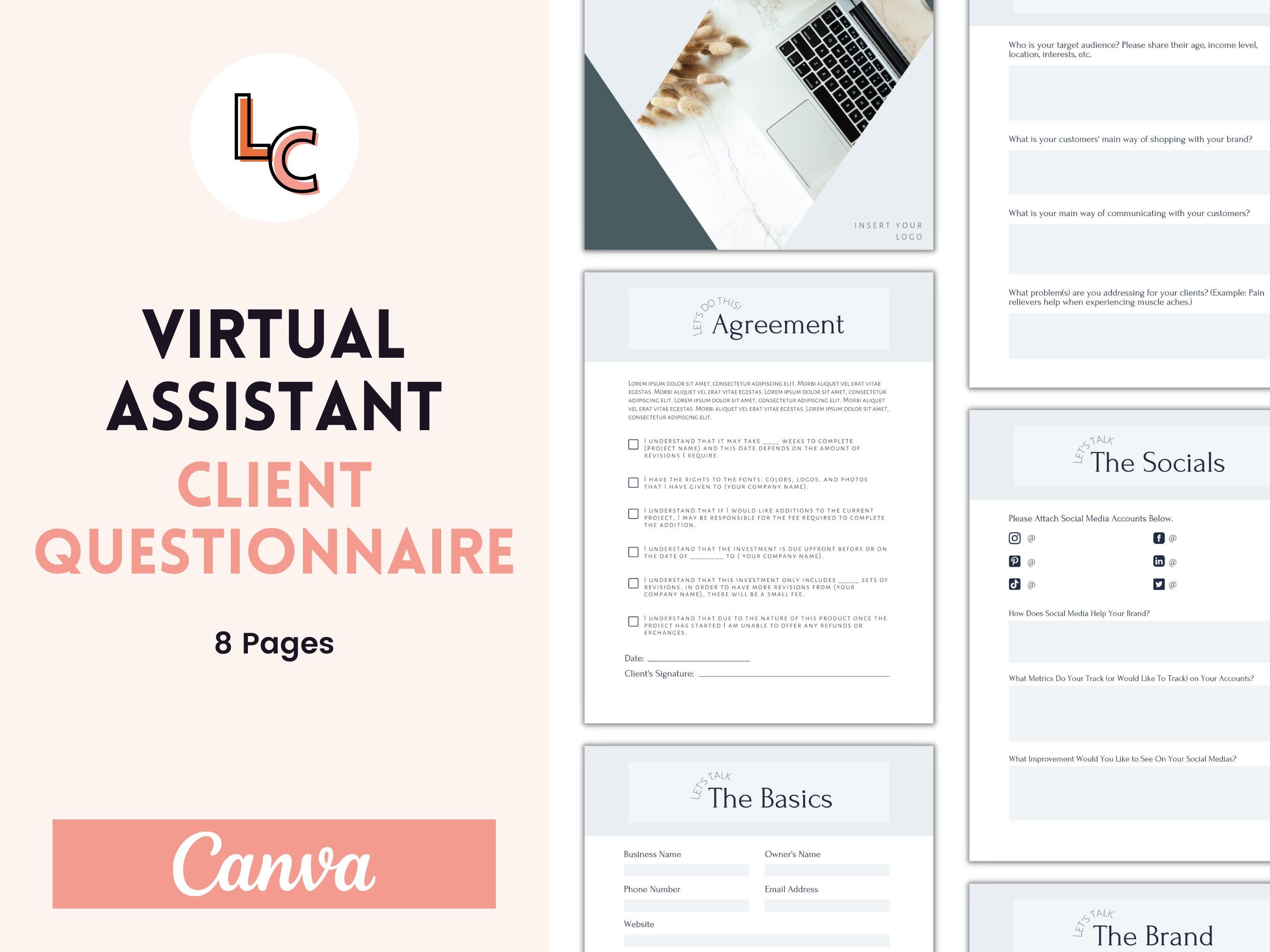 Virtual Assistant Questionnaire | Client Questionnaire | Social Media ...