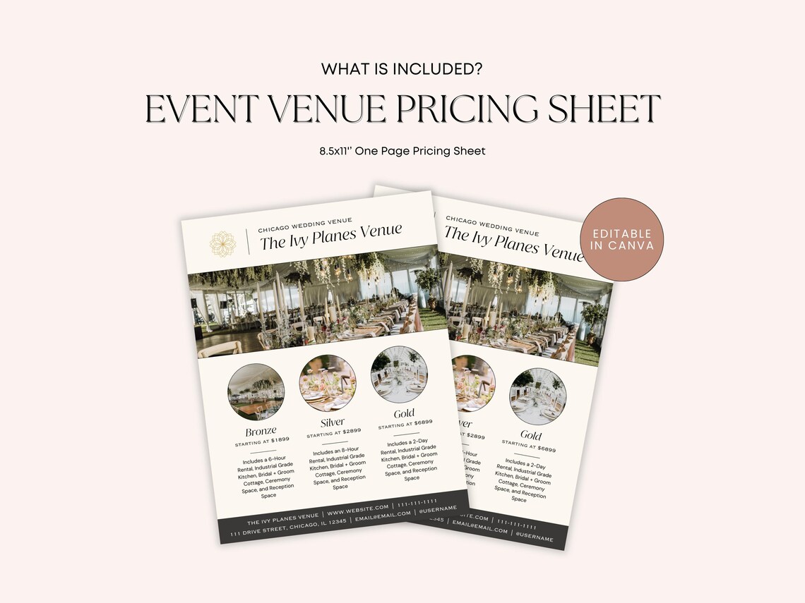 Wedding Venue Pricing Guide | Event Venue Price Sheet | Event Rental ...