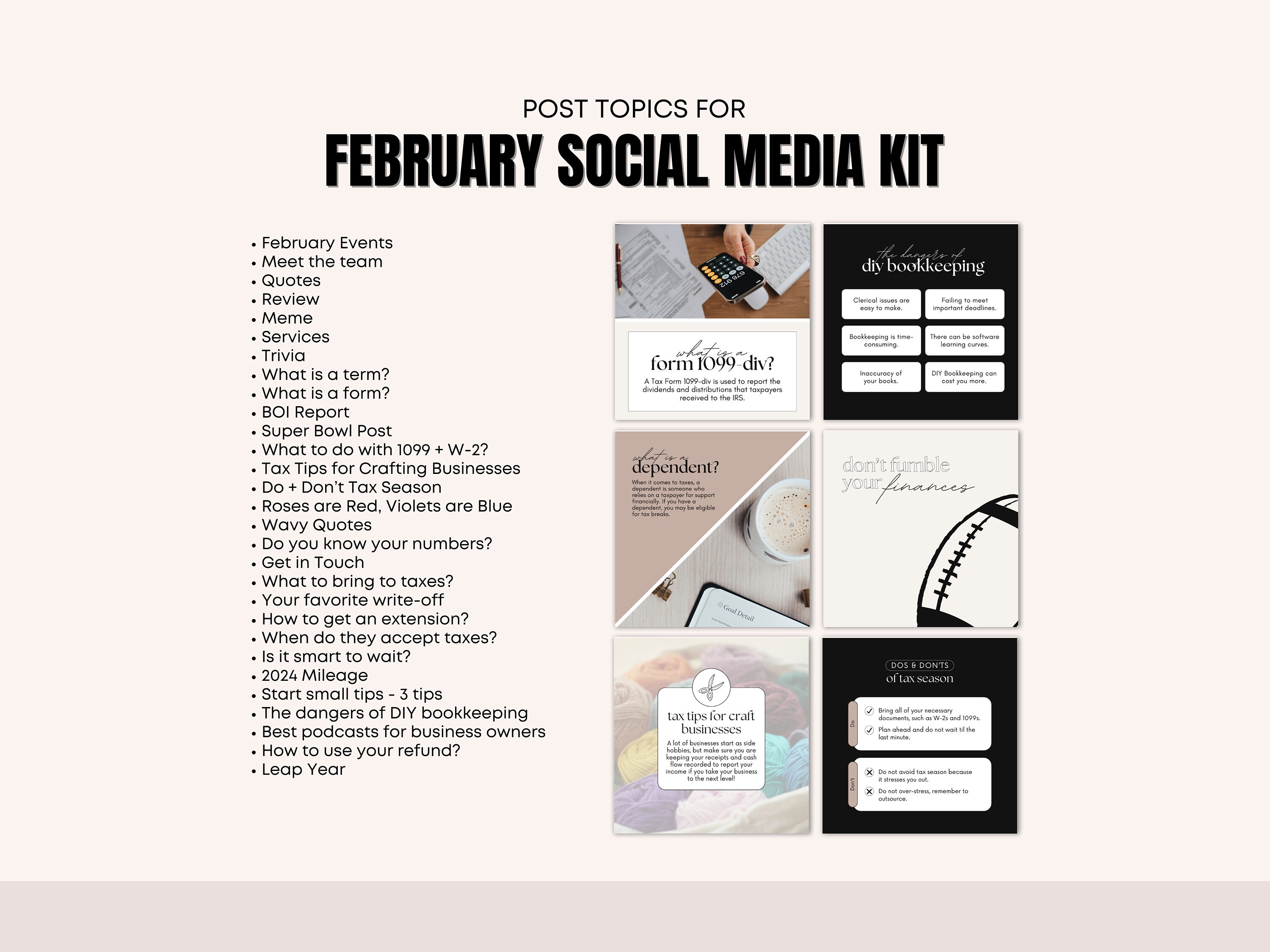 2024 February Bookkeeping Posts February Bookkeeper Marketing Captions ...