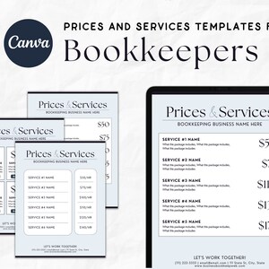 Bookkeeper Price Menu Bookkeeper Service Guide Bookkeeper - Etsy