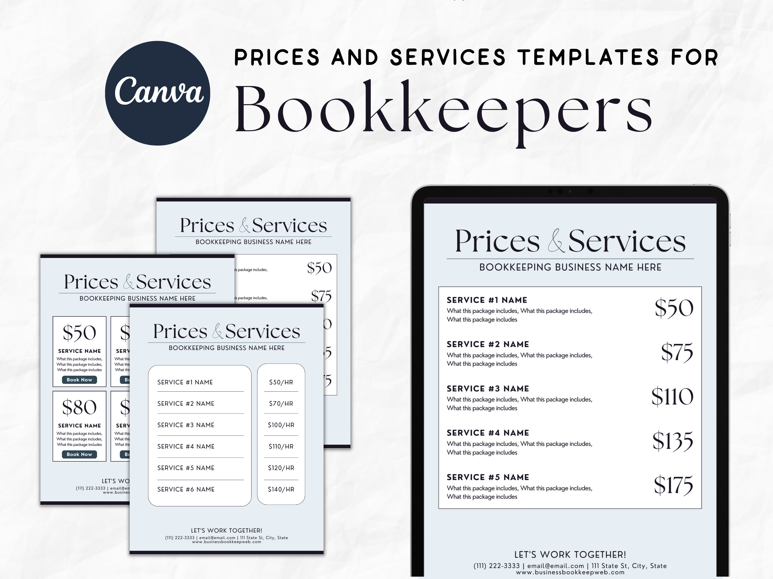 Bookkeeper Price Menu Bookkeeper Service Guide Bookkeeper - Etsy