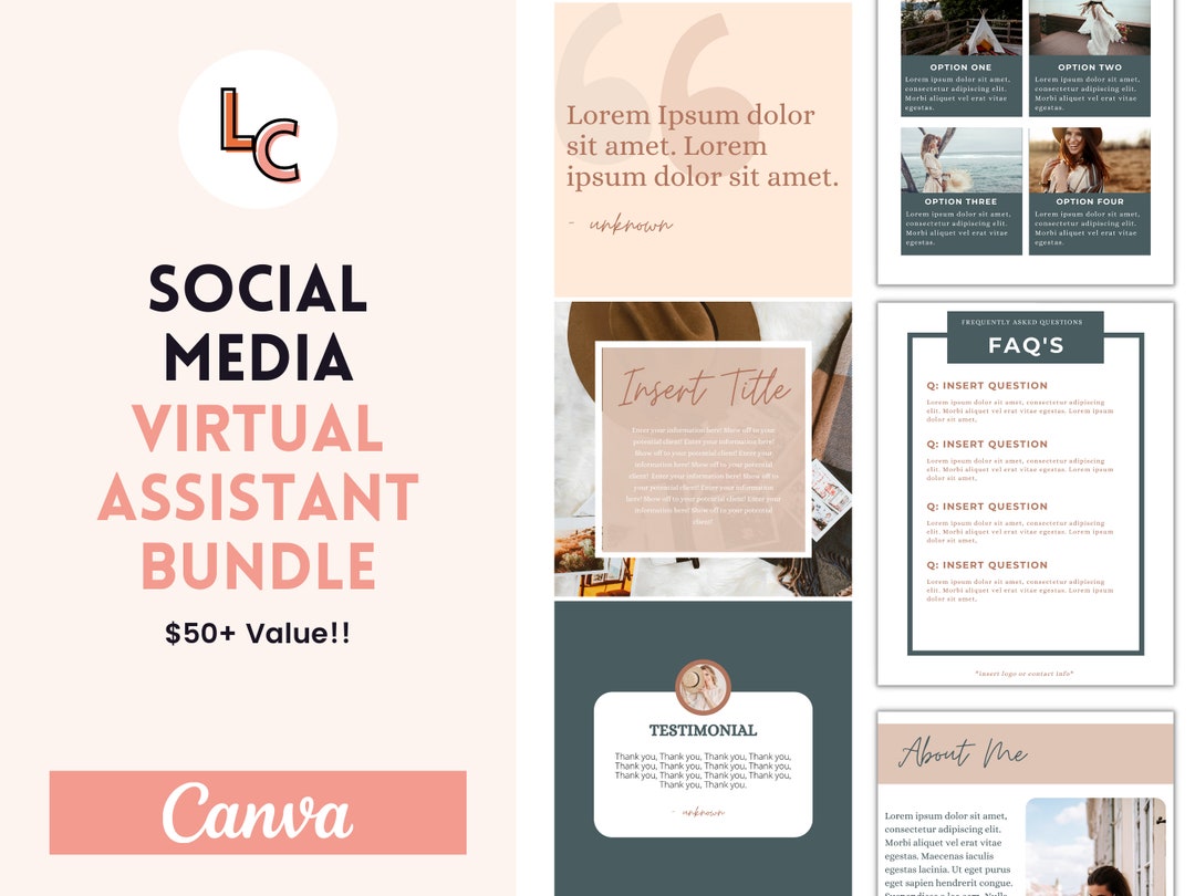 Virtual Assistant Social Media Bundle | Virtual Assistant Canva ...