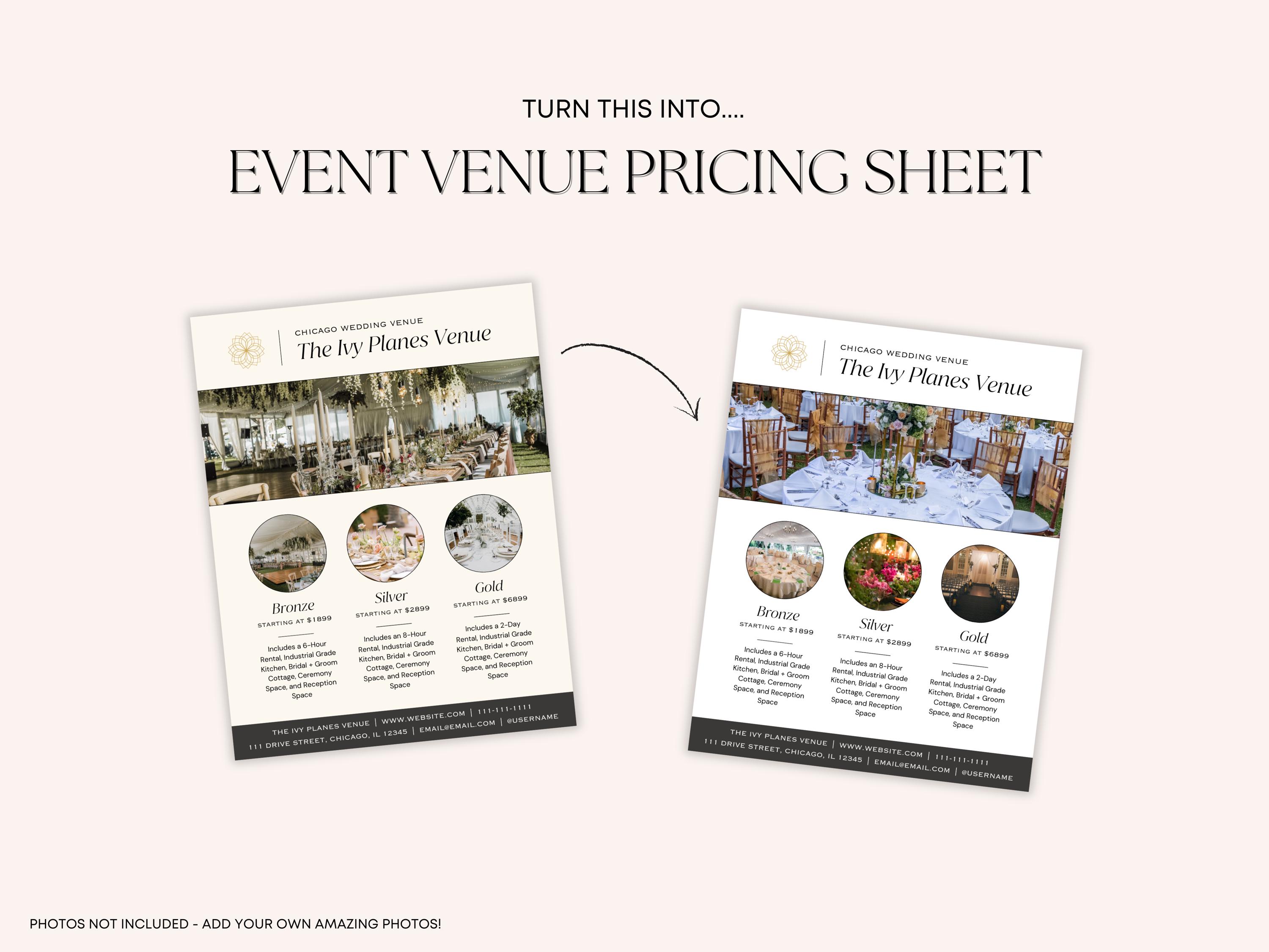 Wedding Venue Pricing Guide | Event Venue Price Sheet | Event Rental ...