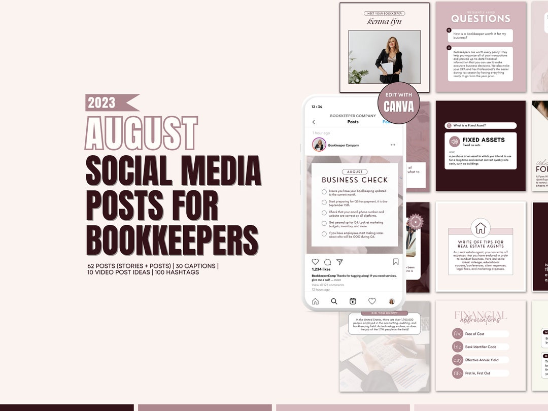 2023 August Bookkeeping Posts | August Bookkeeper Marketing | Captions ...