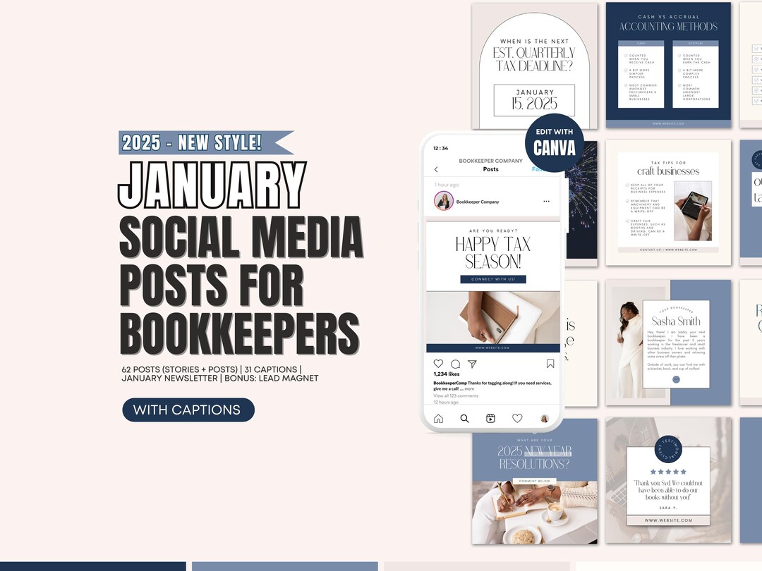January 2025 Bookkeeping Posts WITH CAPTIONS | January Bookkeeper ...