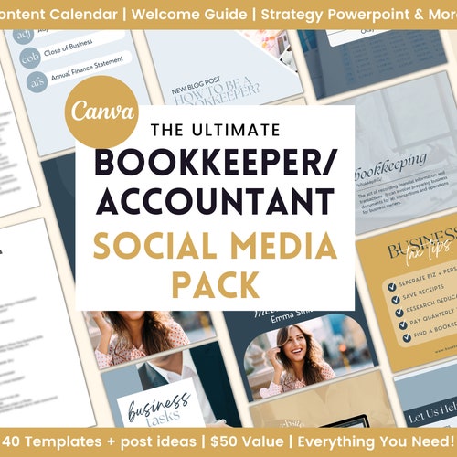 Bookkeeping Social Media Bundle Bookkeeper Canva Template - Etsy