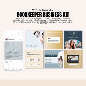 Bookkeeping Business Kit Bundle | Bookkeeper Canva Template | Finance ...